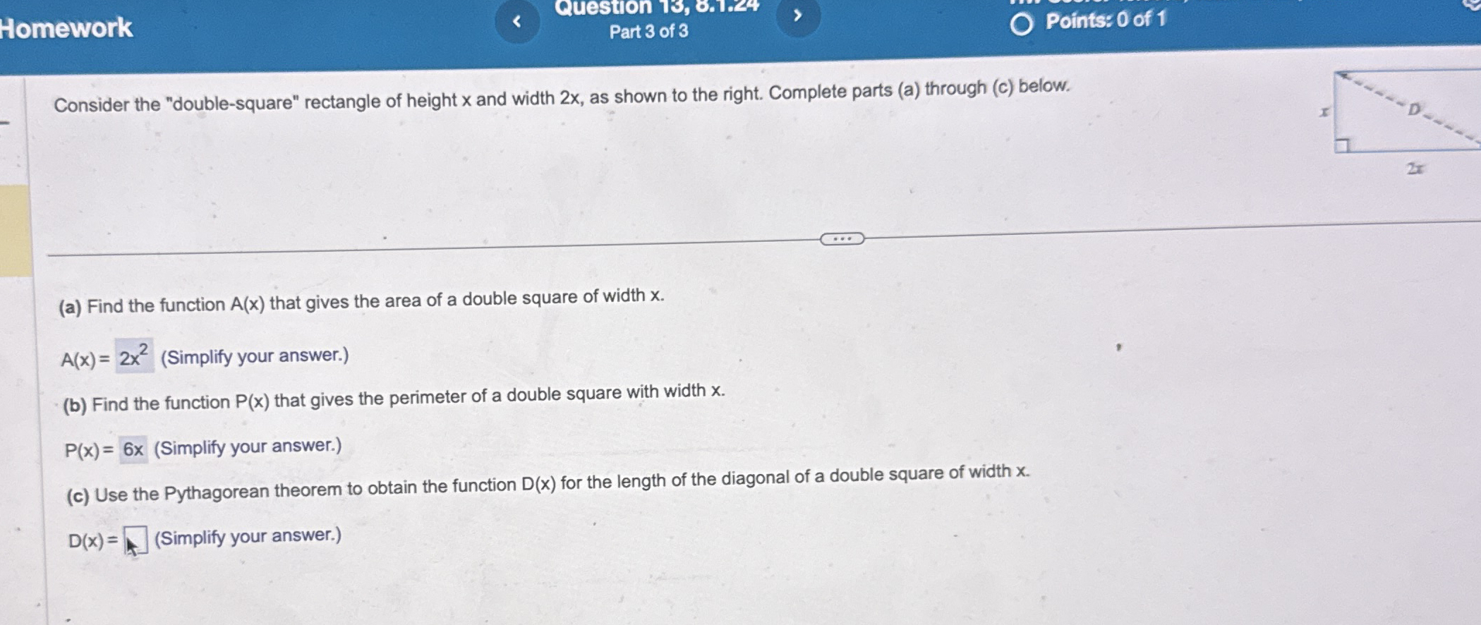 Solved HomeworkPart 3 ﻿of 3Points: 0 ﻿of 1Consider the | Chegg.com