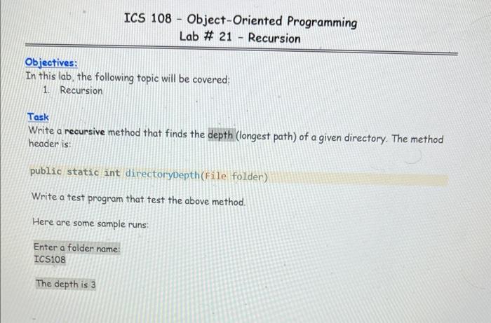 Solved Objectives In This Lab The Following Topic Will Be 