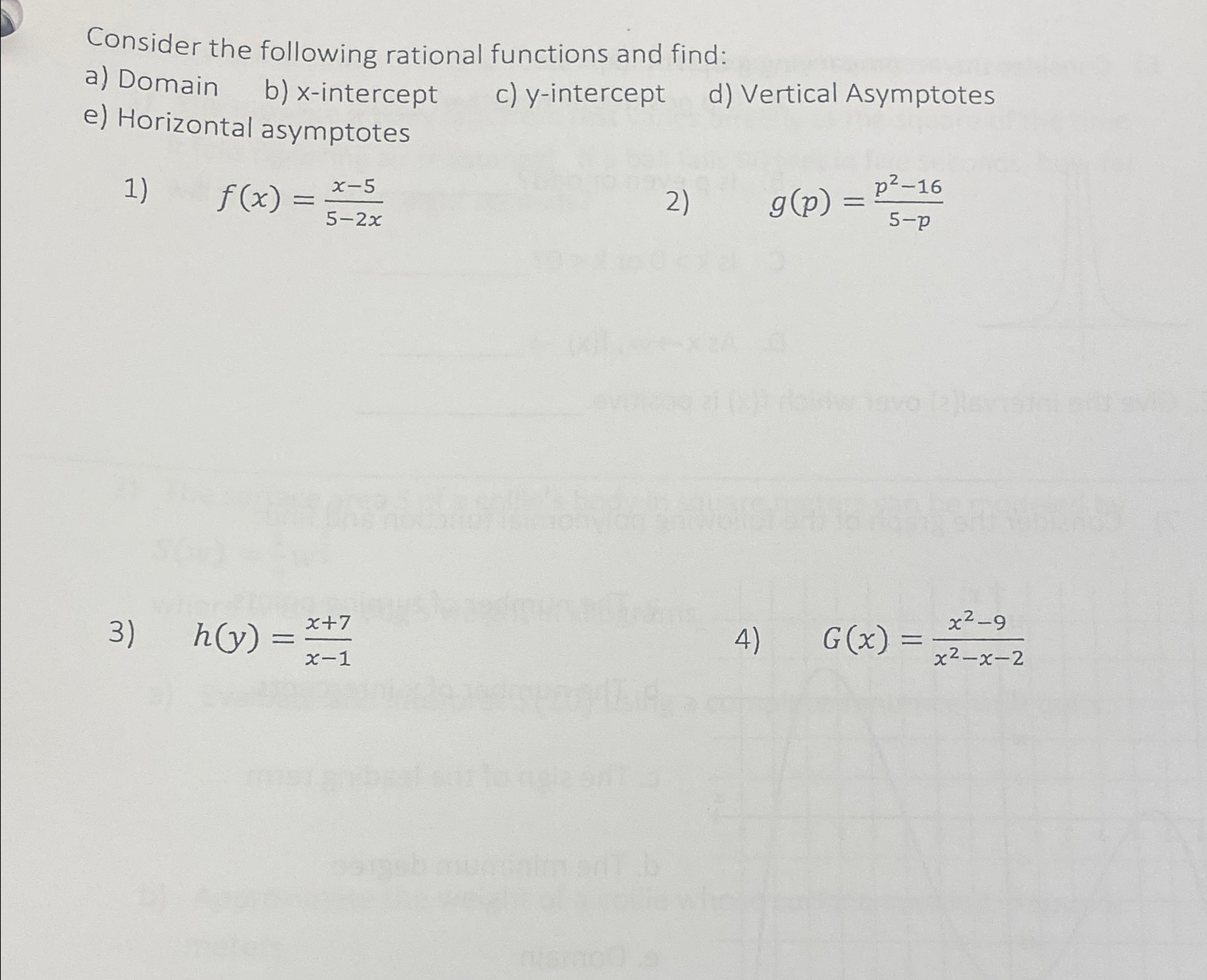 Solved Consider the following rational functions and find:a) | Chegg.com