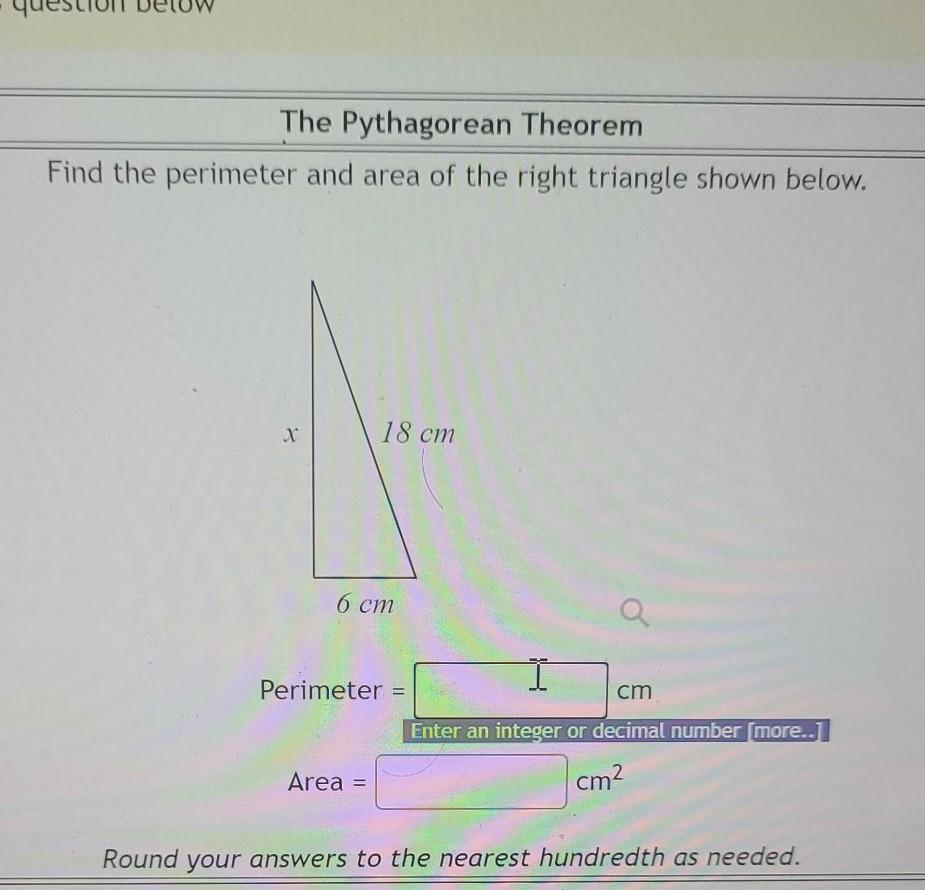 Solved The Pythagorean Theorem Find the perimeter and area | Chegg.com