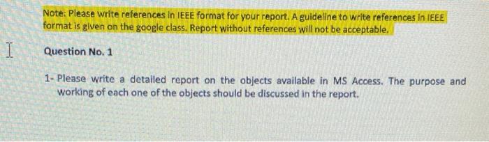 Solved Note: Please write references in IEEE format for your | Chegg.com
