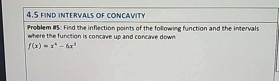 Solved 4.5 ﻿FIND INTERVALS OF CONCAVITYProblem #5: Find the | Chegg.com