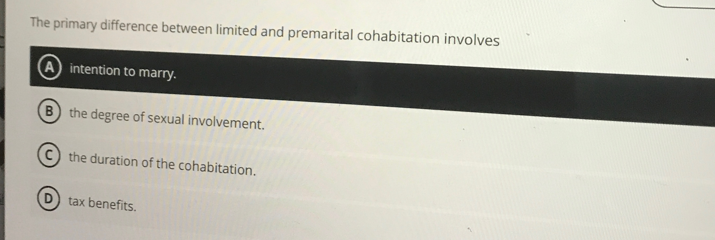 Solved The primary difference between limited and premarital | Chegg.com