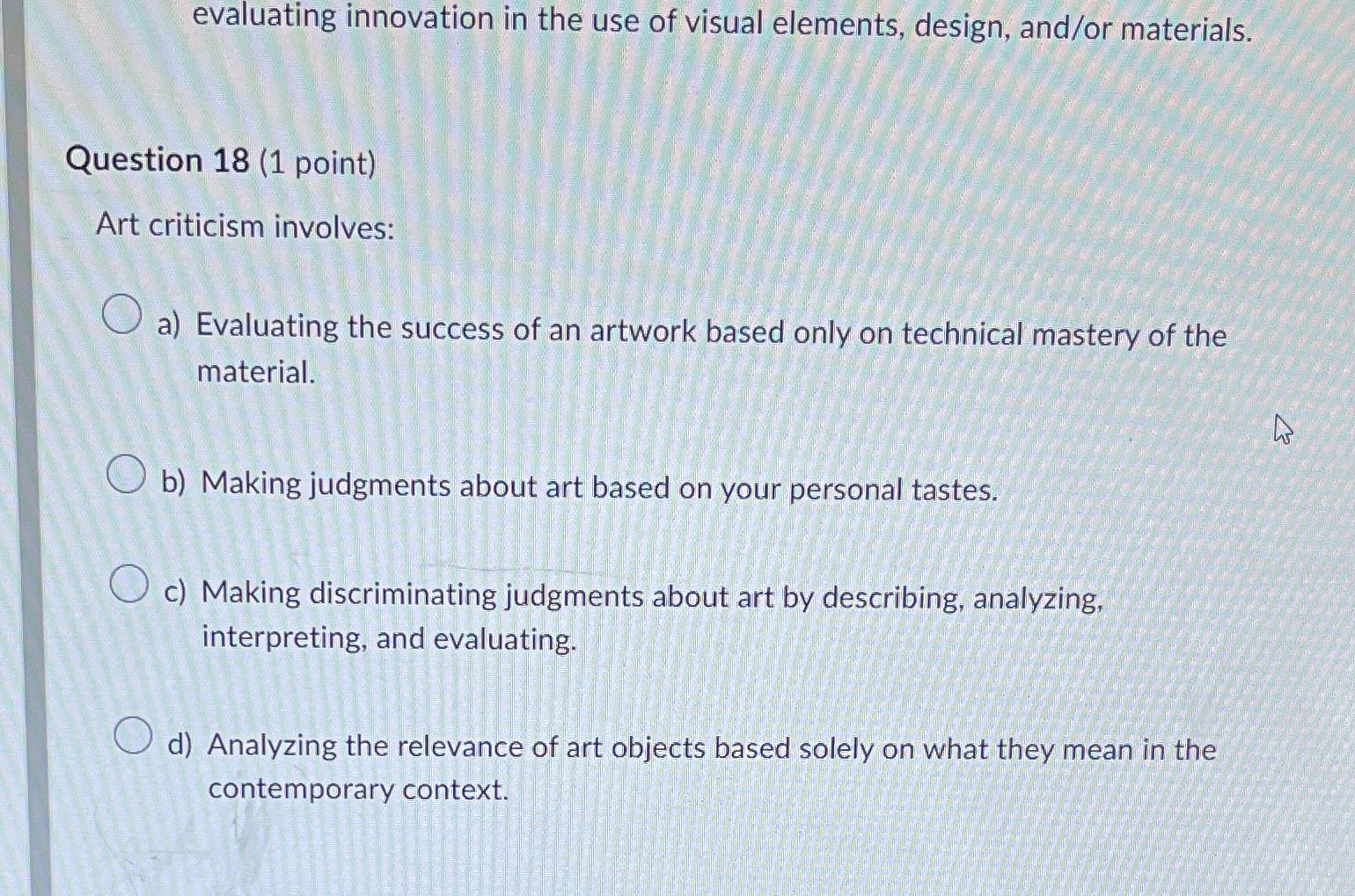 Solved evaluating innovation in the use of visual elements, | Chegg.com