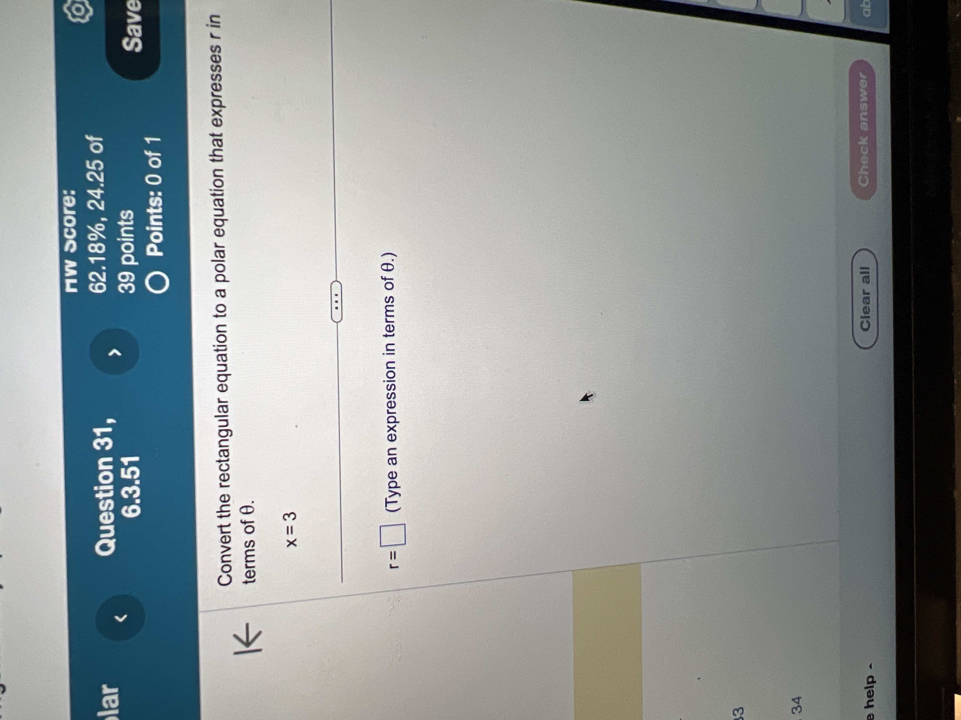 Solved Convert the rectangular equation to a polar equation | Chegg.com