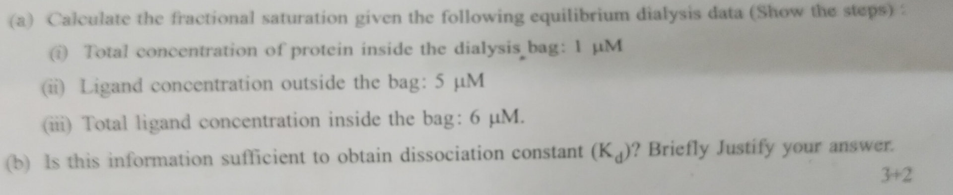 Solved (a) ﻿Calculate the fractional saturation given the | Chegg.com