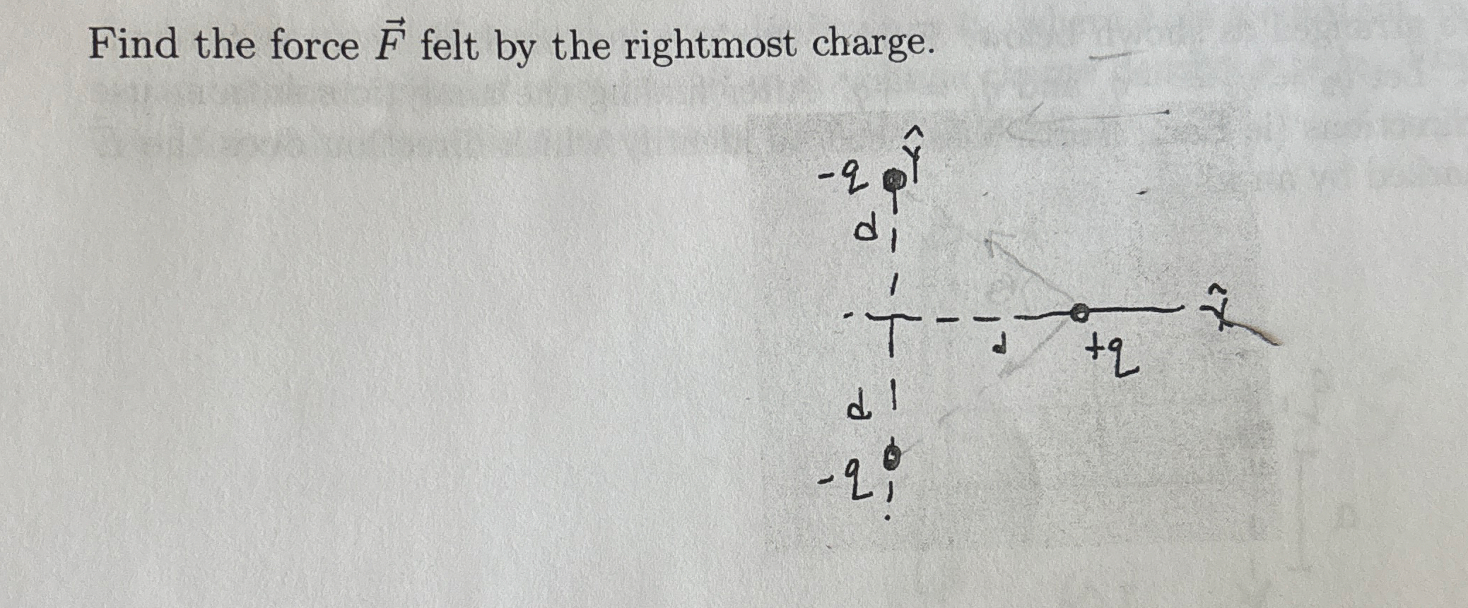 Solved Find the force vec(F) ﻿felt by the rightmost charge. | Chegg.com