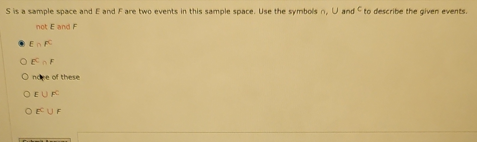 Solved S ﻿is a sample space and E ﻿and F ﻿are two events in | Chegg.com
