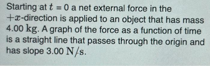 Solved Starting at t=0 a net external force in the | Chegg.com