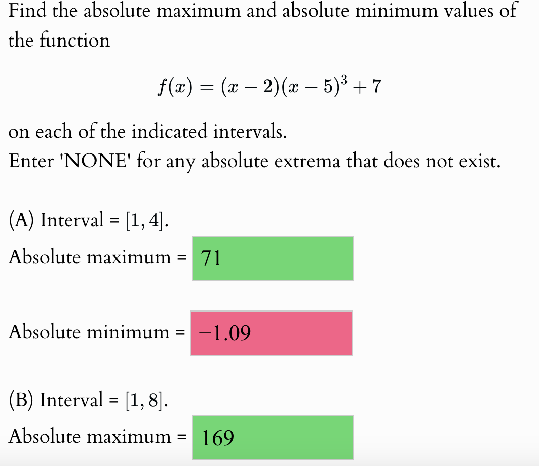 Find the absolute maximum and absolute minimum values | Chegg.com
