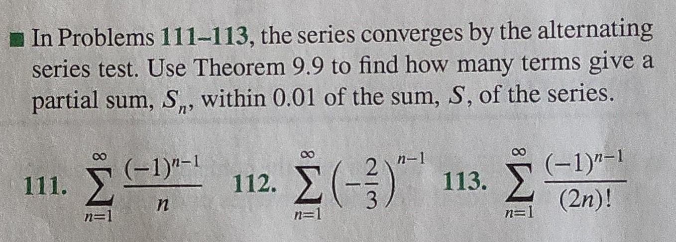 Solved In Problems 111−113, the series converges by the | Chegg.com