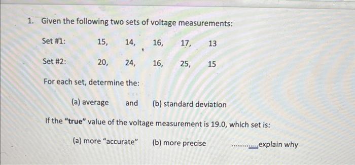 Solved 1. Given the following two sets of voltage | Chegg.com