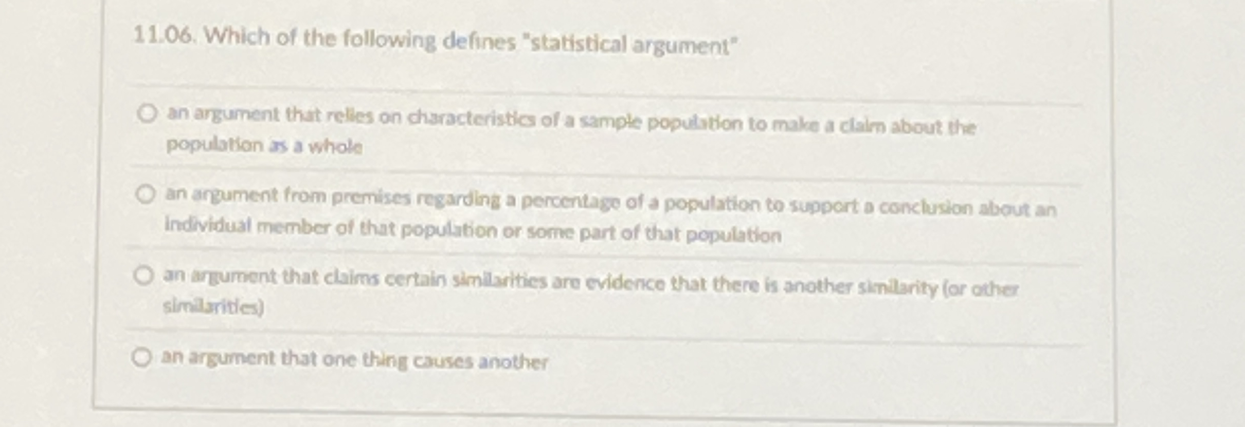 Solved 11.06. ﻿Which of the following defines "statistical | Chegg.com