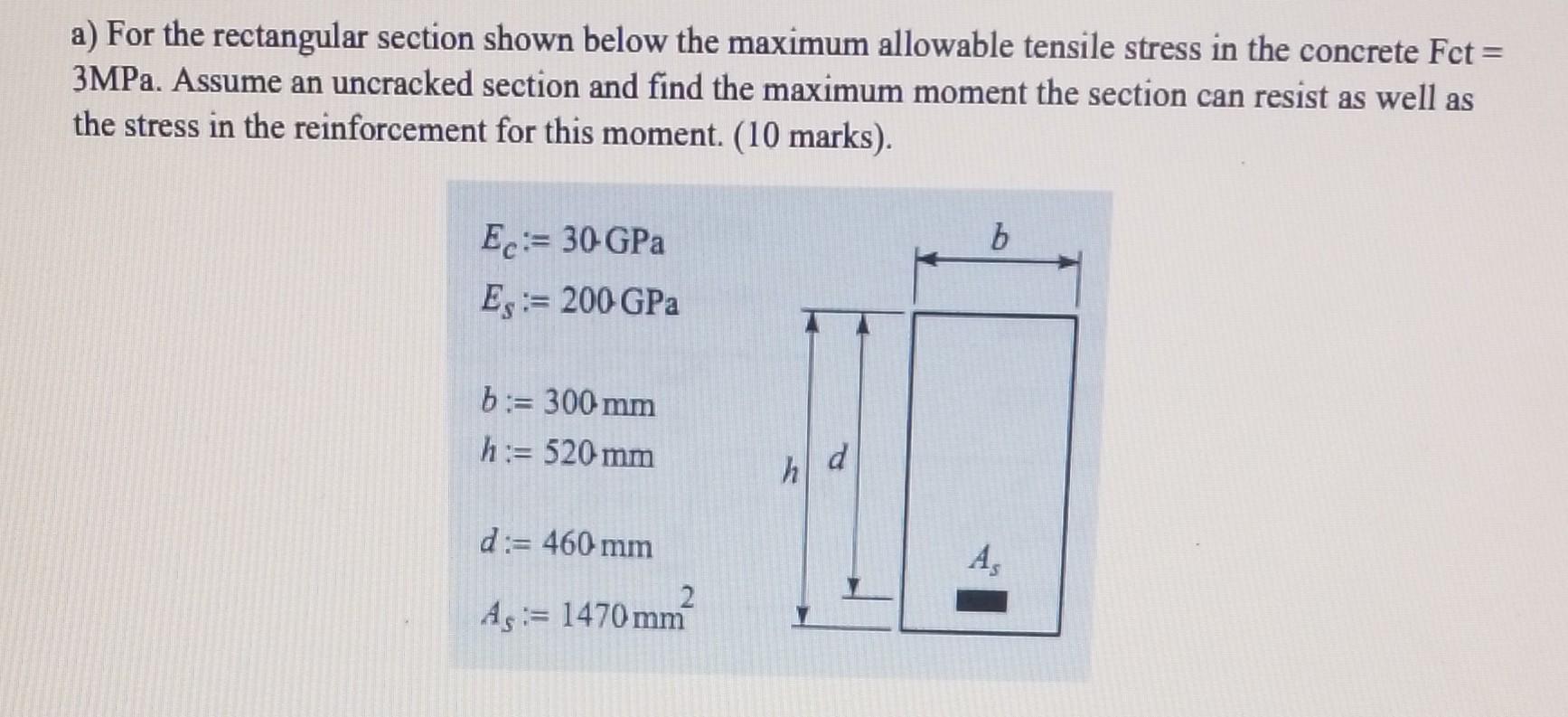 Solved a) For the rectangular section shown below the | Chegg.com