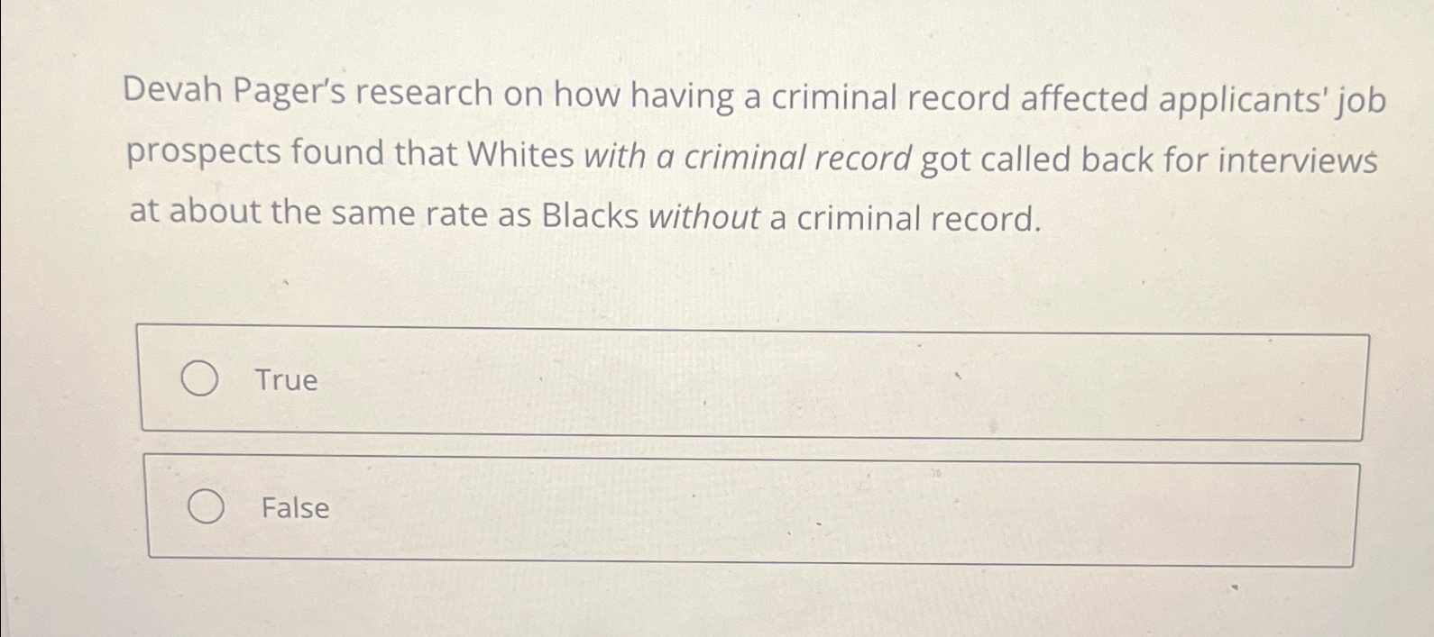 Solved Devah Pager's research on how having a criminal | Chegg.com