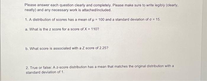 Solved Please answer each question clearly and completely. | Chegg.com