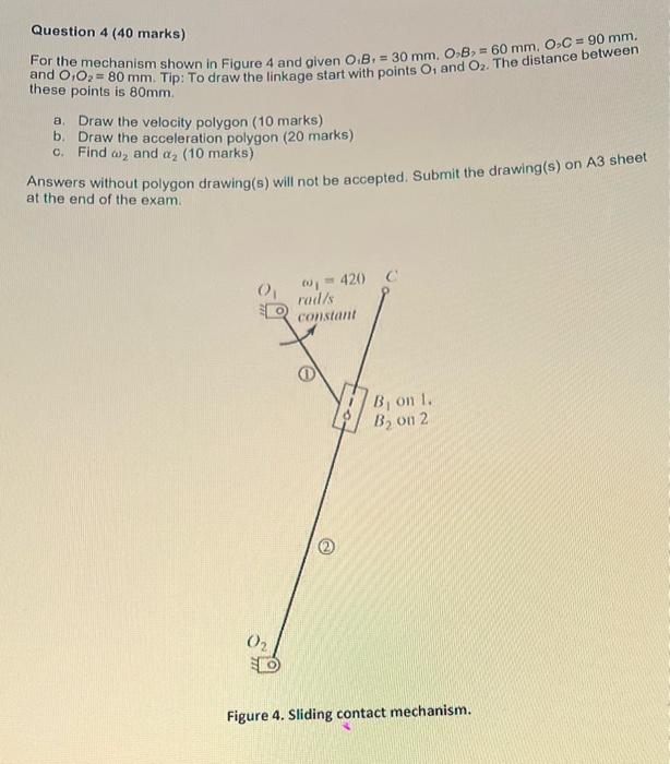 Question 4 (40 marks) For the mechanism shown in | Chegg.com Question 4 (40 marks) For the mechanism shown in | Chegg.com