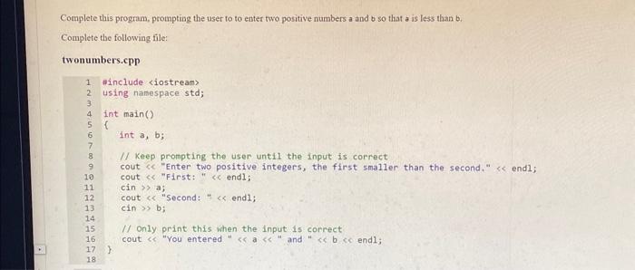 Solved Complete this program, prompting the user to to enter | Chegg.com