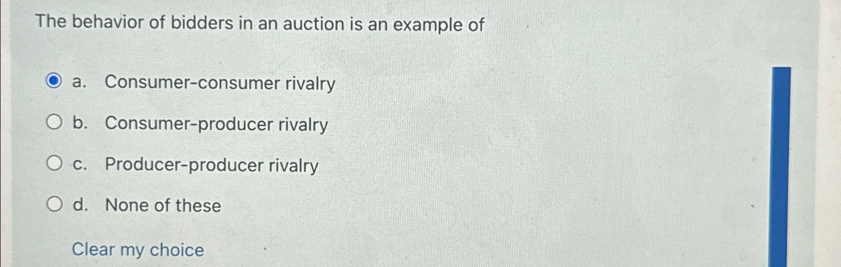 Solved The behavior of bidders in an auction is an example | Chegg.com