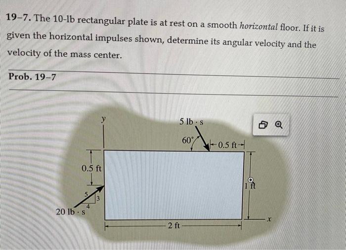 Solved 19-7. The 10−1 b rectangular plate is at rest on a | Chegg.com