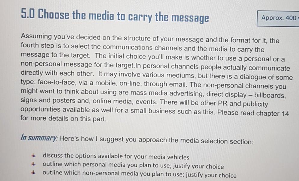 Solved how to carry the message to costumers after we design | Chegg.com