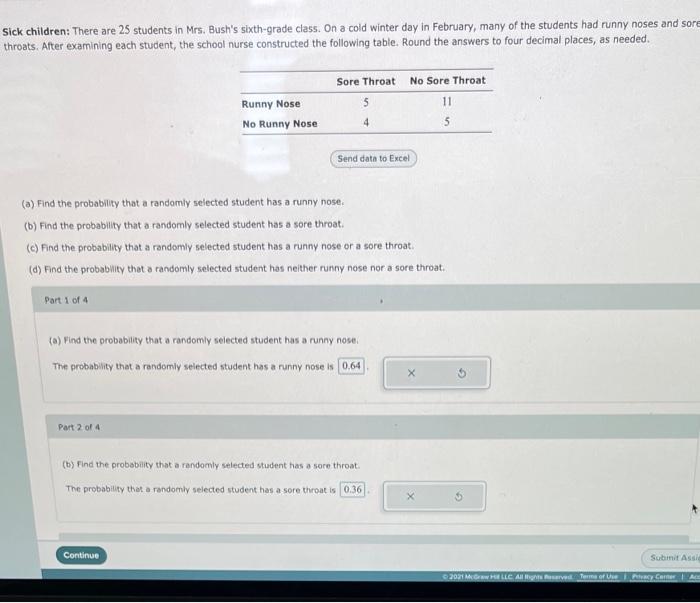 Solved Sick children: There are 25 students in Mrs. Bush's | Chegg.com