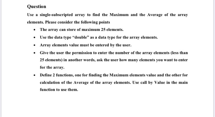 Solved Question Use a single-subscripted array to find the | Chegg.com