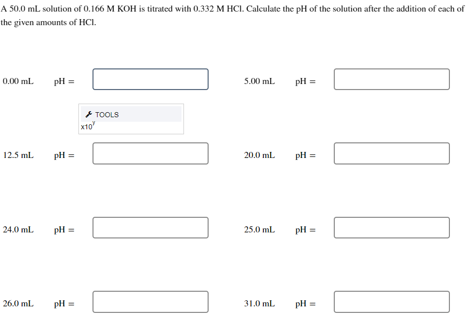 Solved A 50.0 mL ﻿solution of 0.166 M ﻿KOH is ﻿titrated with | Chegg.com