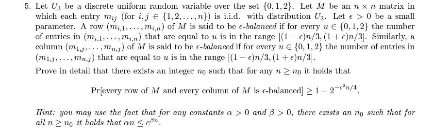 Solved 5. Let U3 be a discrete uniform random variable over | Chegg.com
