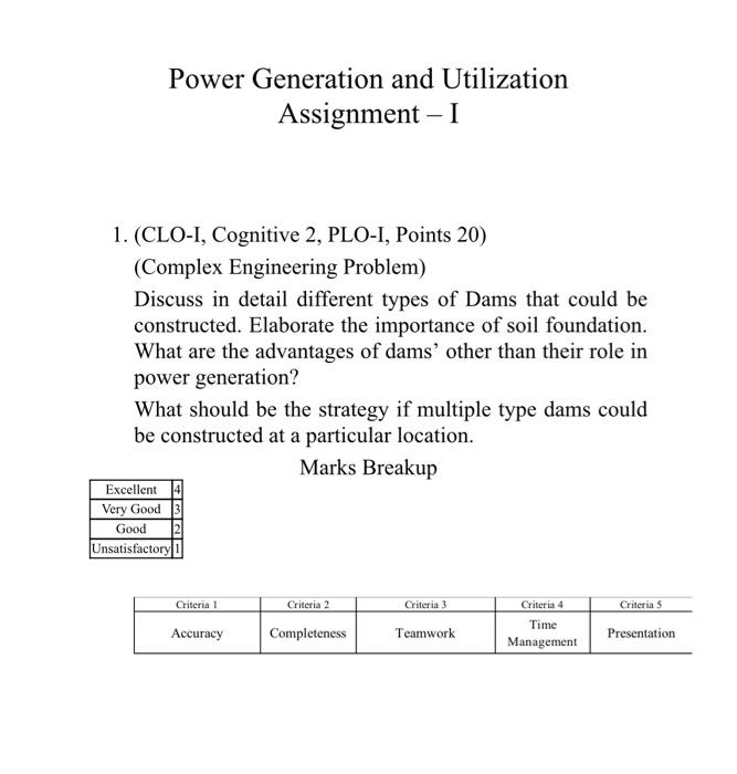 Solved Power Generation and Utilization Assignment - I 1. | Chegg.com