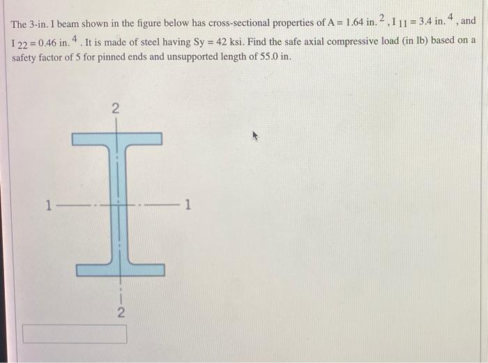 Solved The 3-in. I beam shown in the figure below has | Chegg.com