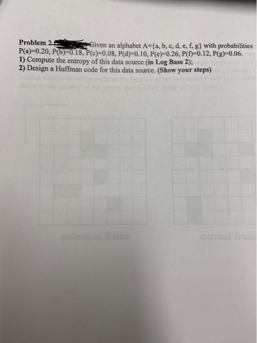 Solved Problem 2= Given alphabet A={a,b,c,d,e,f,g} with | Chegg.com