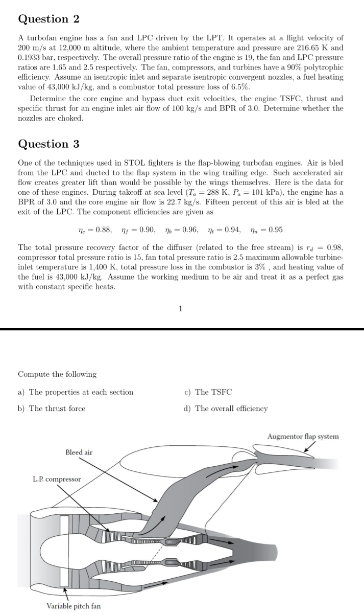 Question 2 A turbofan engine has a fan and LPC driven | Chegg.com
