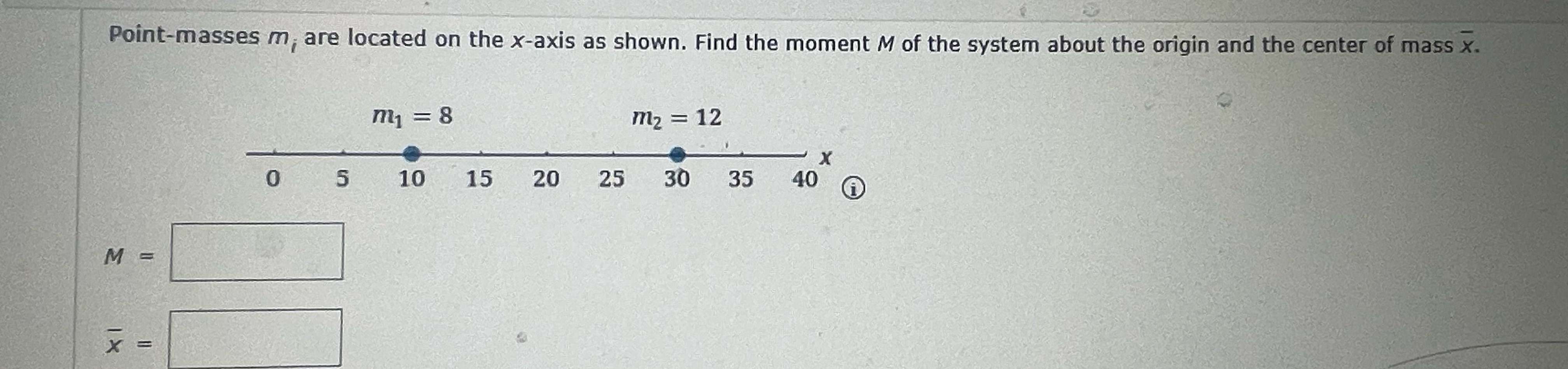 Solved Point-masses mi ﻿are located on the x-axis as shown. | Chegg.com