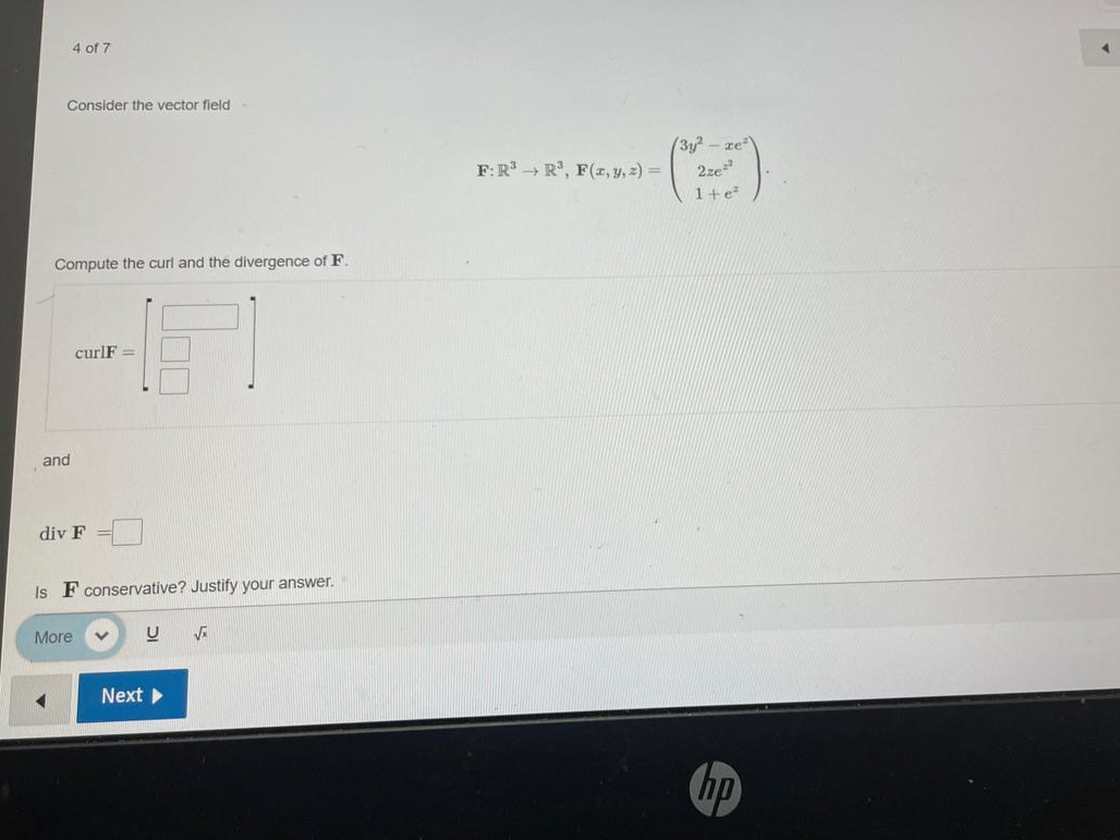 Solved 4 ﻿of 7Consider the vector | Chegg.com