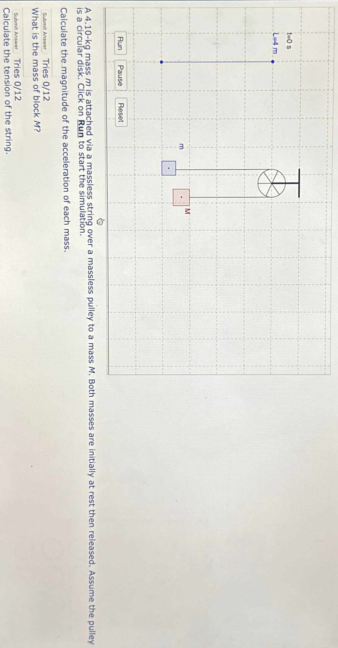 A 4.10-kg ﻿mass m ﻿is attached via a massless string | Chegg.com