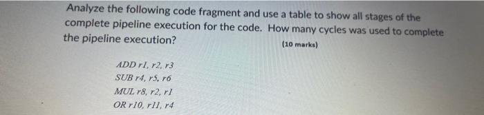 Solved Analyze the following code fragment and use a table | Chegg.com