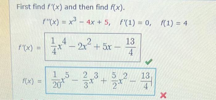 Solved First find f′(x) and then find f(x). | Chegg.com