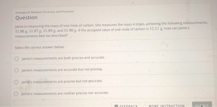 Solved Distinguish between Accuracy and Precision Question | Chegg.com