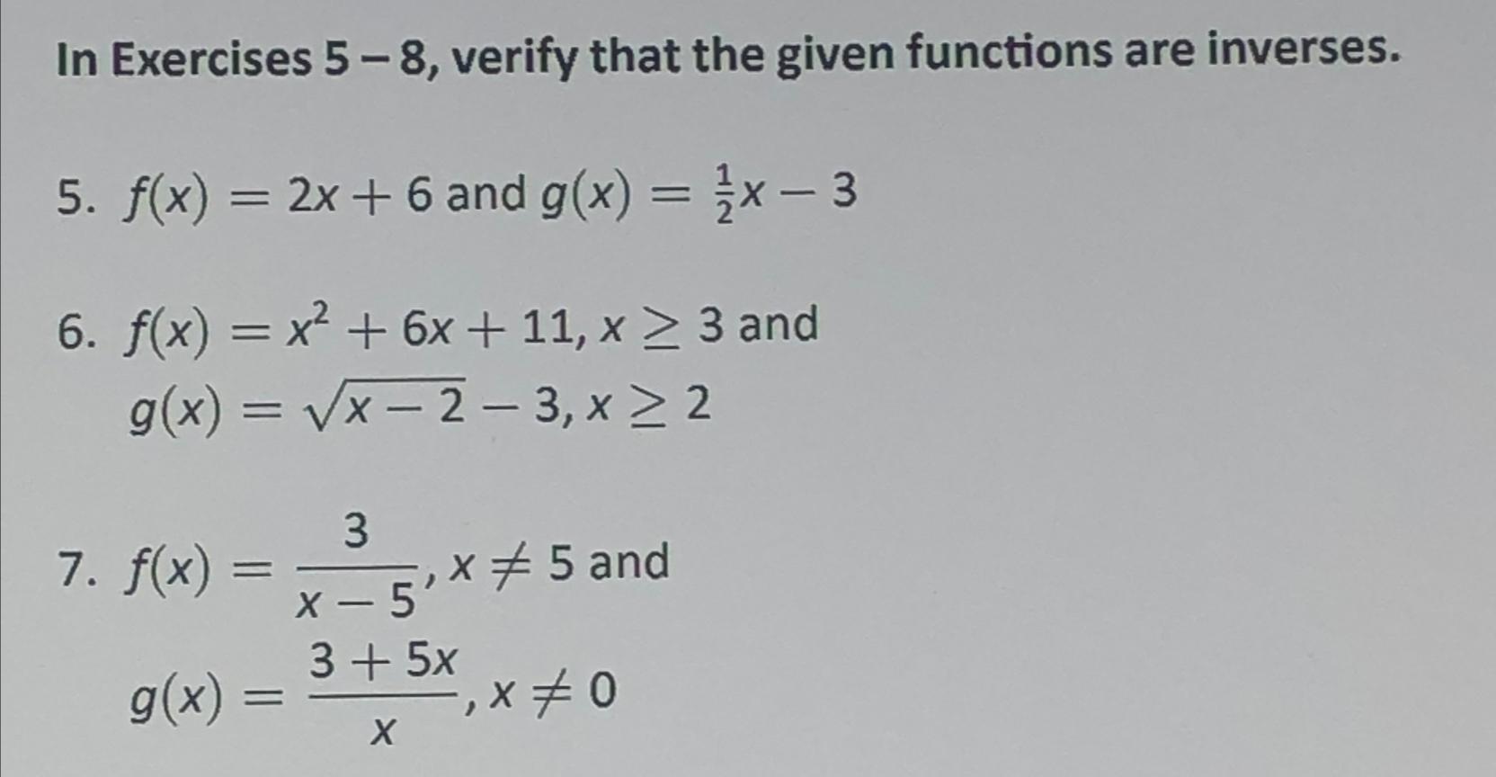 Solved In Exercises 5 8 ﻿verify That The Given Functions