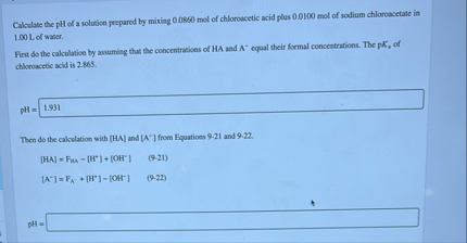 Solved Cakulate the pH of a solution peepared by mixing | Chegg.com