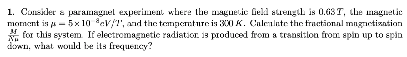 Solved Statistical Thermodynamics: Consider a paramagnet | Chegg.com