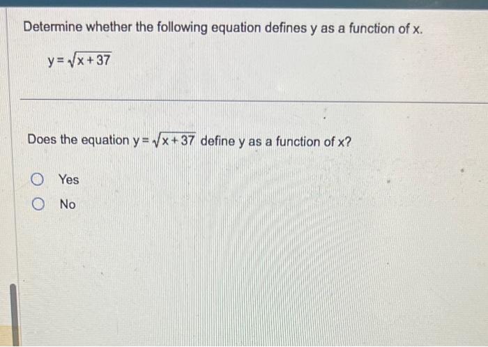 Solved Determine whether the following equation defines y as | Chegg.com