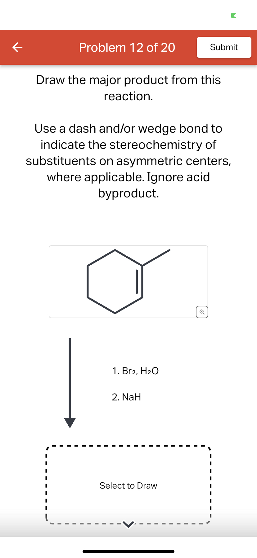 Solved Problem 12 ﻿of 20Draw the major product from this | Chegg.com