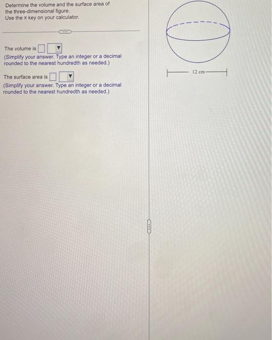 Solved Determine the volume and the surface area of the | Chegg.com