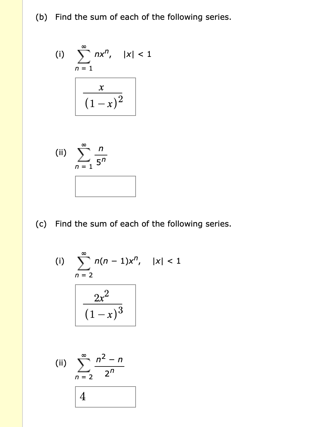 Solved (b) ﻿Find the sum of each of the following | Chegg.com