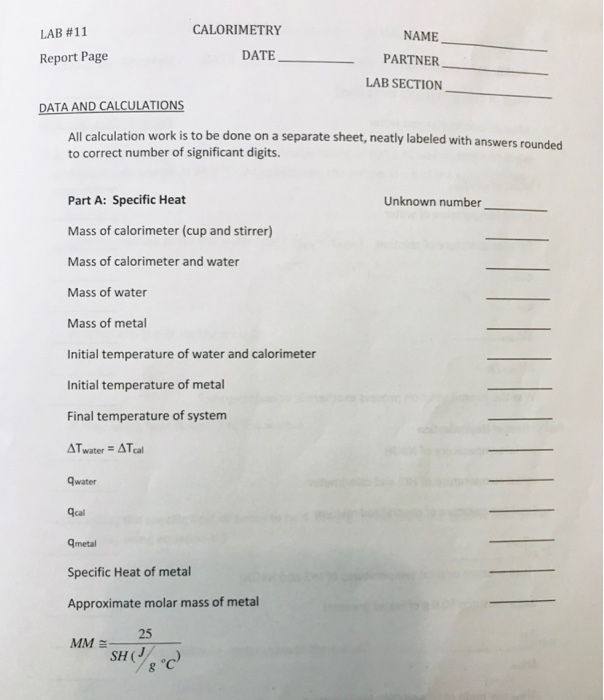 Solved CHM 111L Lab 11 Fillable report form Enthalpy of | Chegg.com