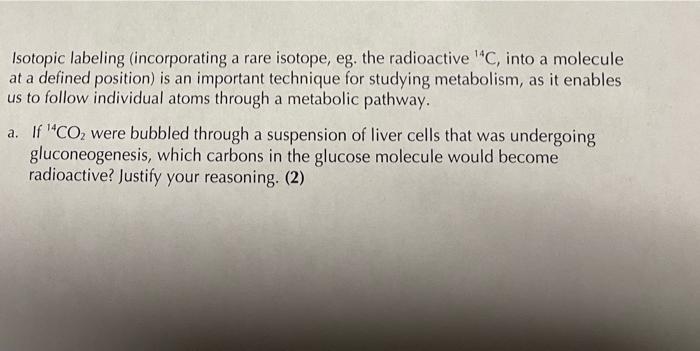Solved Isotopic labeling (incorporating a rare isotope, eg, | Chegg.com