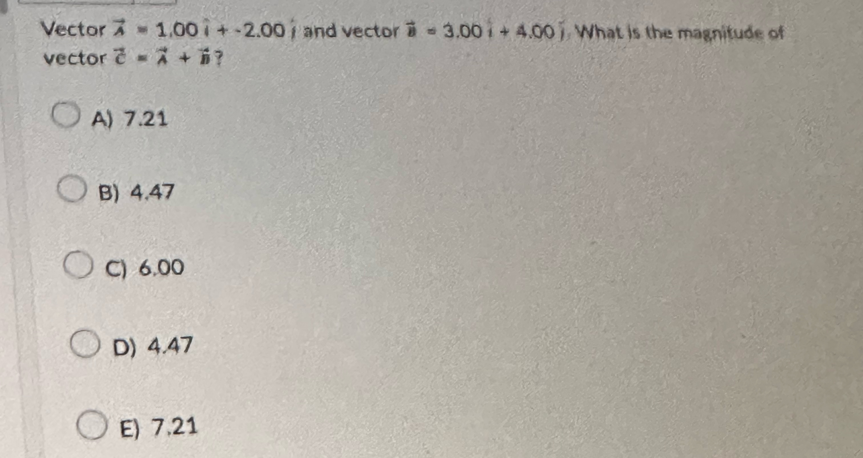 Solved Vector vec(a)=1.00i+-2.00i and vector | Chegg.com