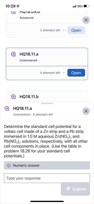 Solved Determine the standard cell potential for a voltaic | Chegg.com